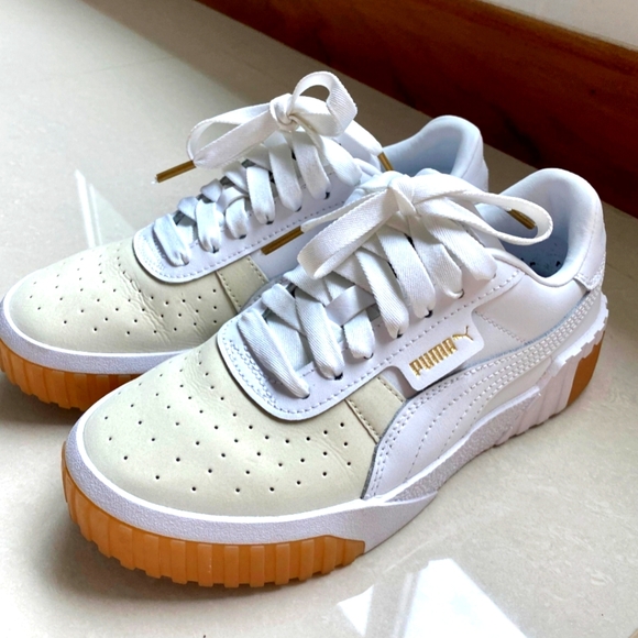 Puma | Shoes | Puma Cali Exotic White And Brown Sneakers Sz 6 | Poshmark